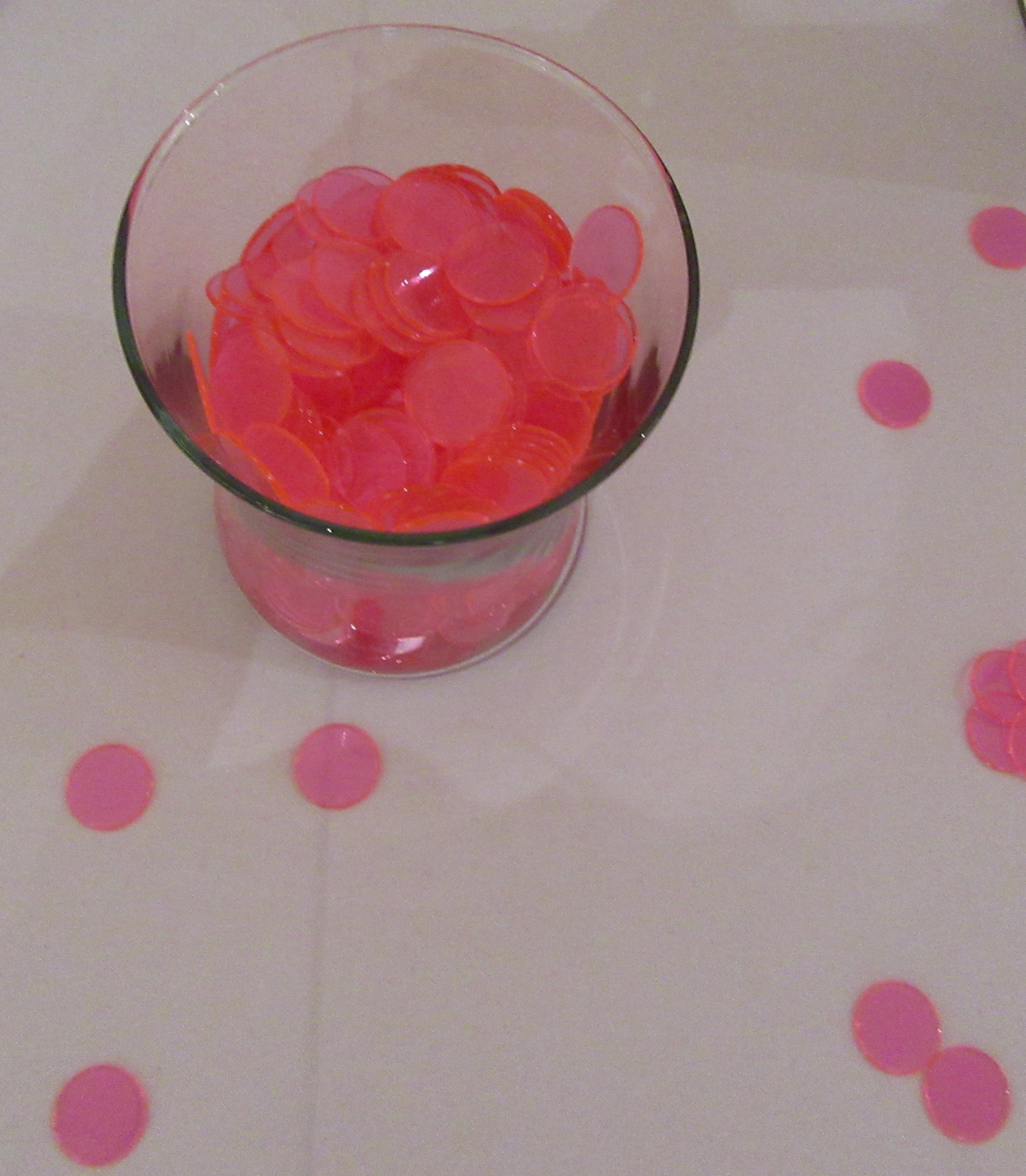 Pink Thing of The Day: Pink Tiddlywinks in a Glass | The Worley Gig